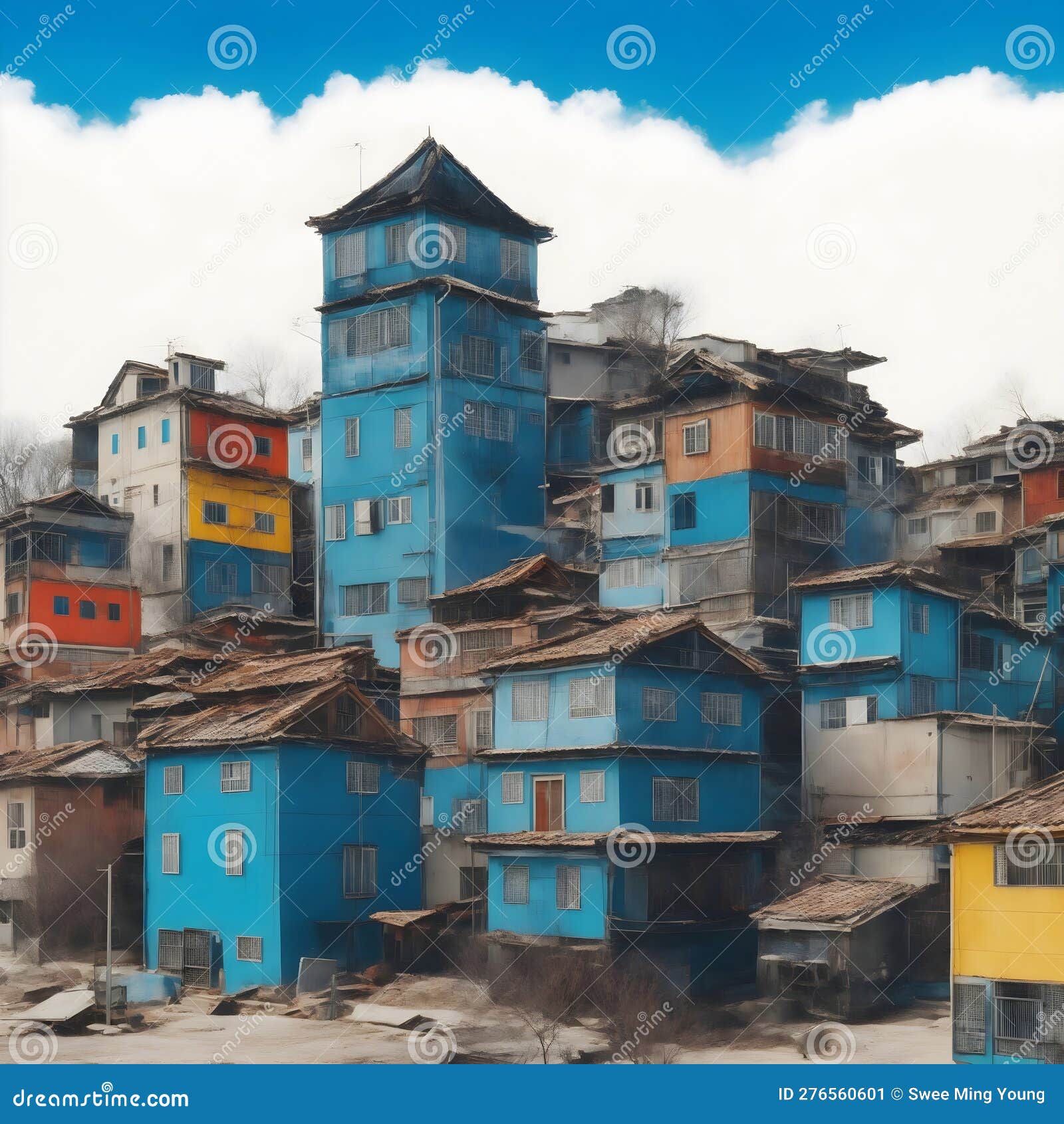 Image of the Multicolored Gigantic Scale Buildings Pile and Stack Up ...