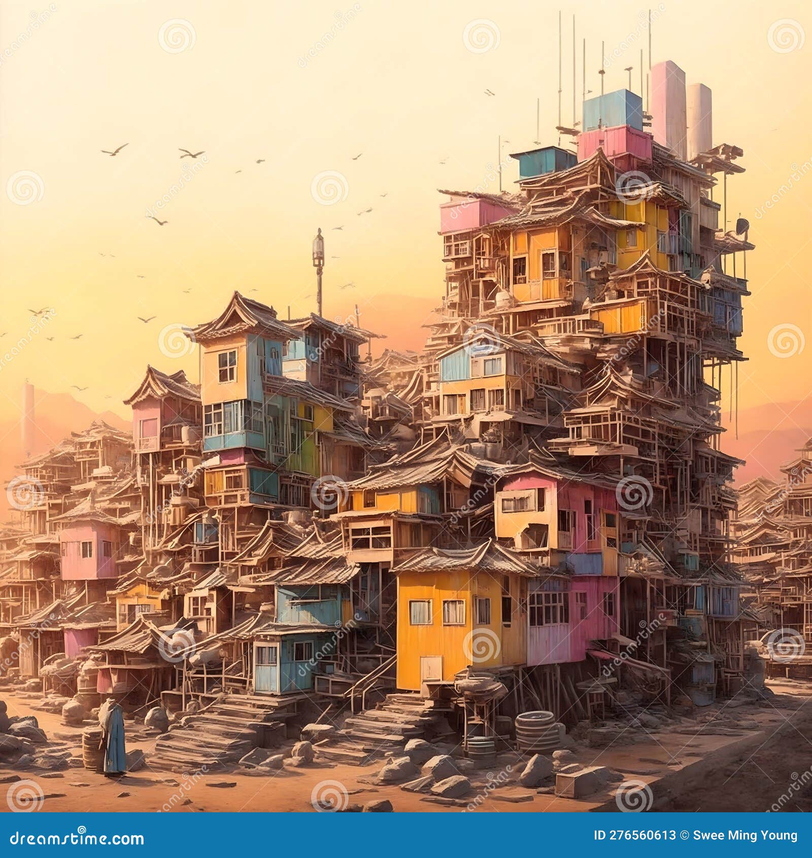 Image of the Multicolored Gigantic Scale Buildings Pile and Stack Up ...