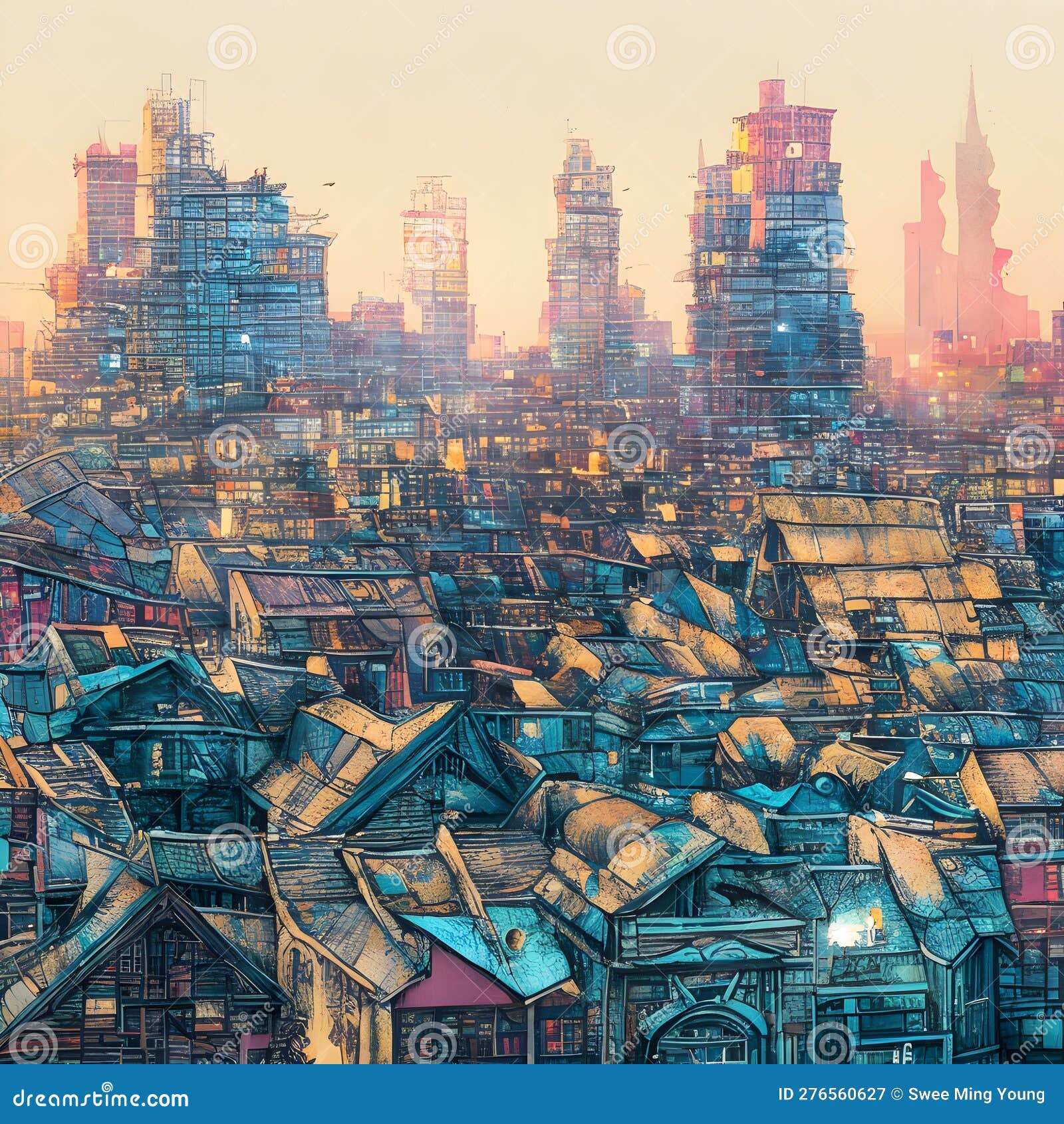 Image of the Multicolored Gigantic Scale Buildings Pile and Stack Up ...