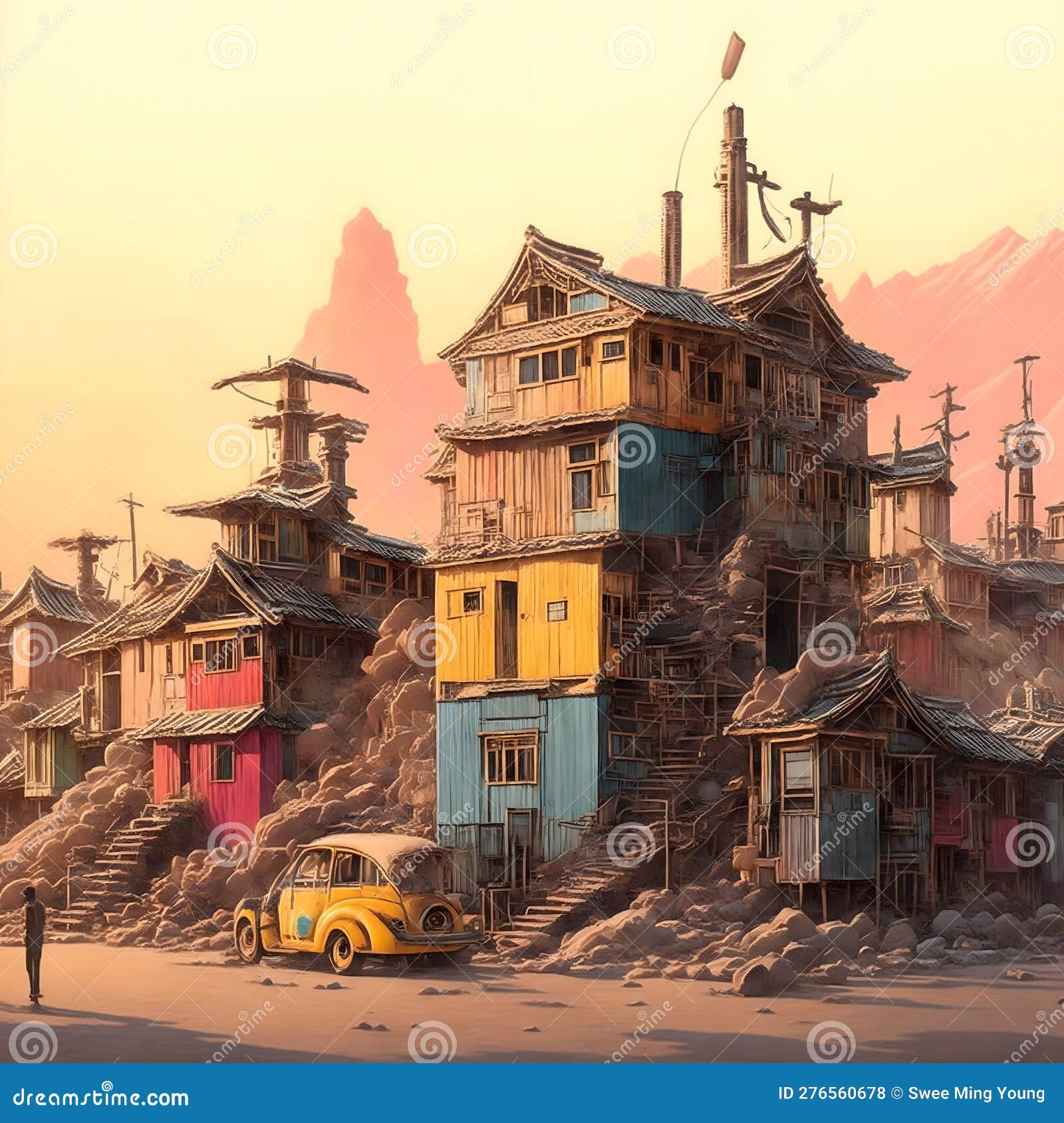 Image of the Multicolored Gigantic Scale Buildings Pile and Stack Up ...