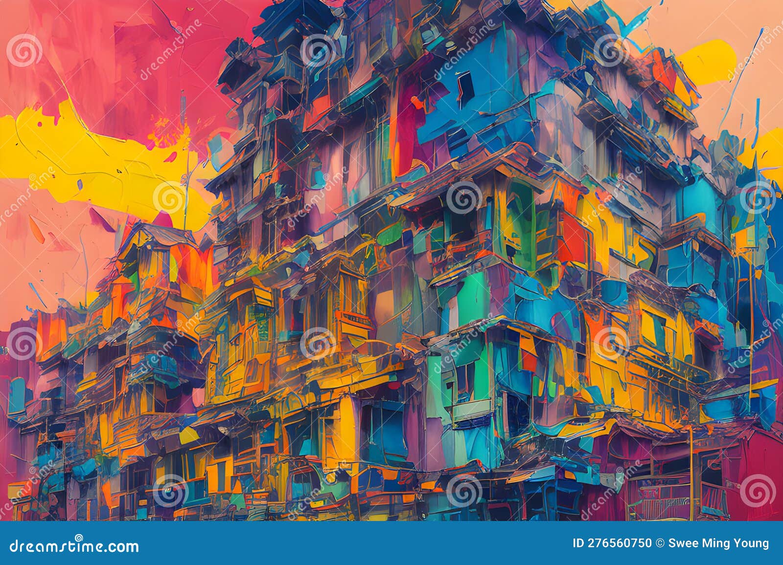 Image of the Multicolored Gigantic Scale Buildings Pile and Stack Up ...