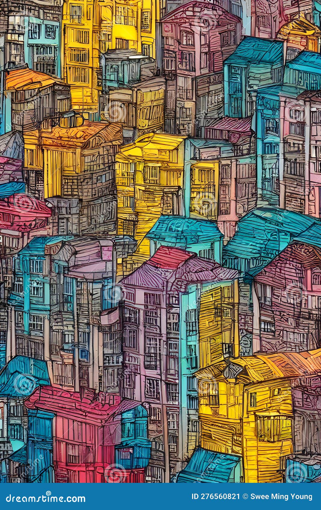 Image of the Multicolored Gigantic Scale Buildings Pile and Stack Up ...