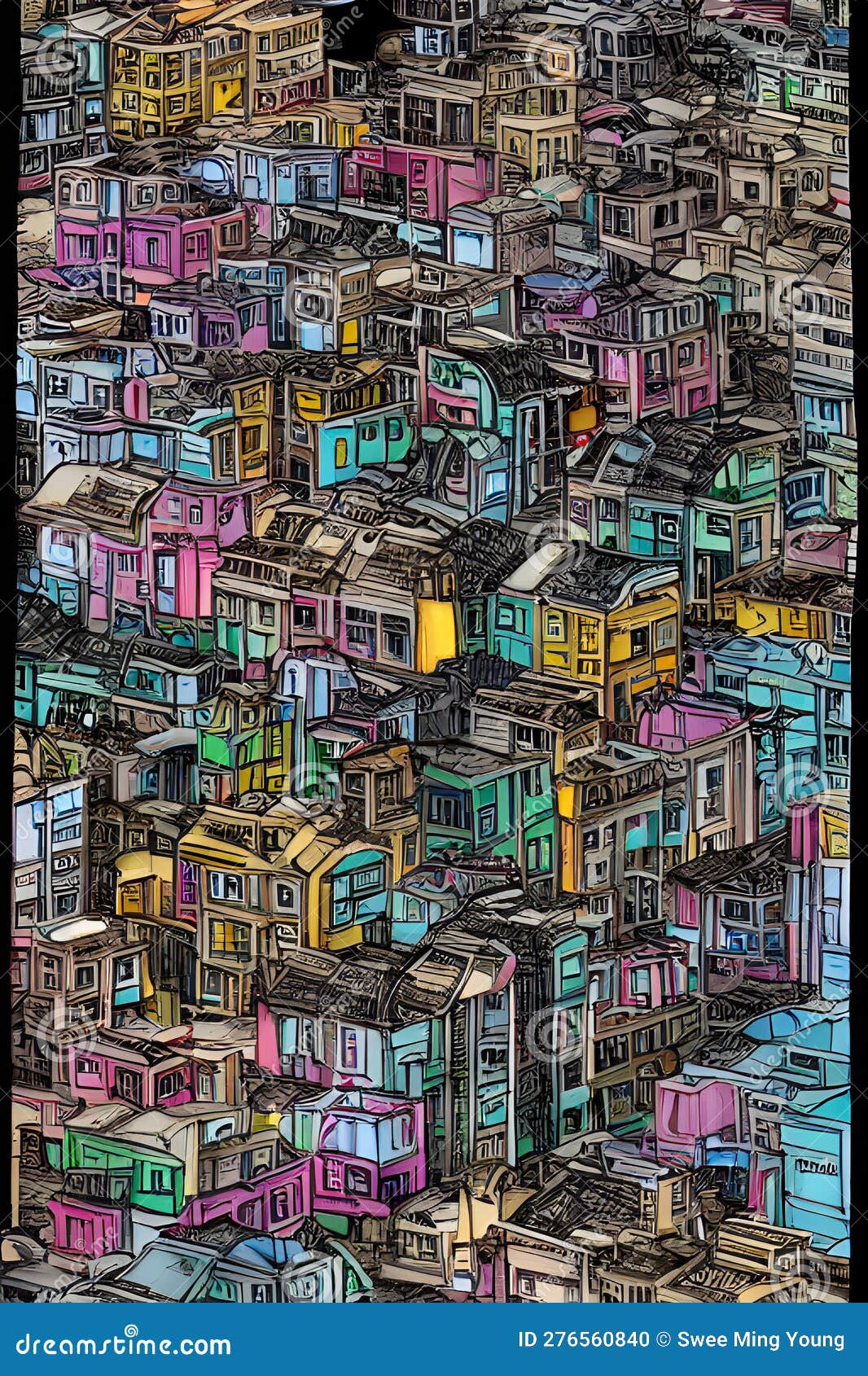 Image of the Multicolored Gigantic Scale Buildings Pile and Stack Up ...