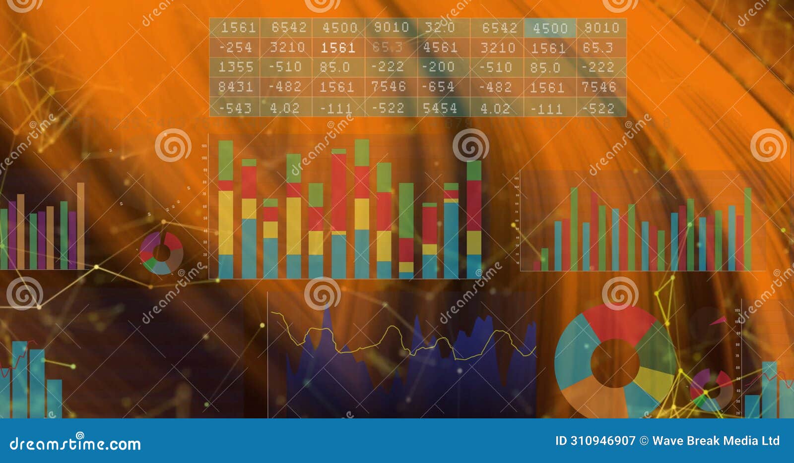 Image of Multicolored Graphs, Number Charts and Connected Dots Over ...