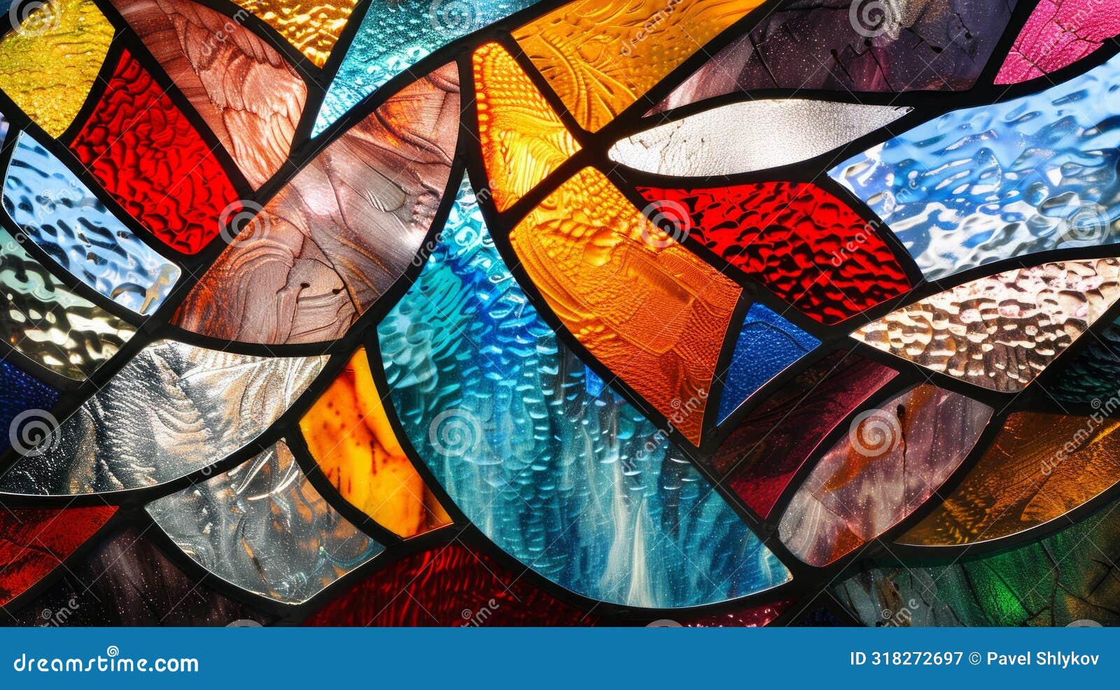 Image of a Multicolored Stained Glass Window with Irregular Random ...