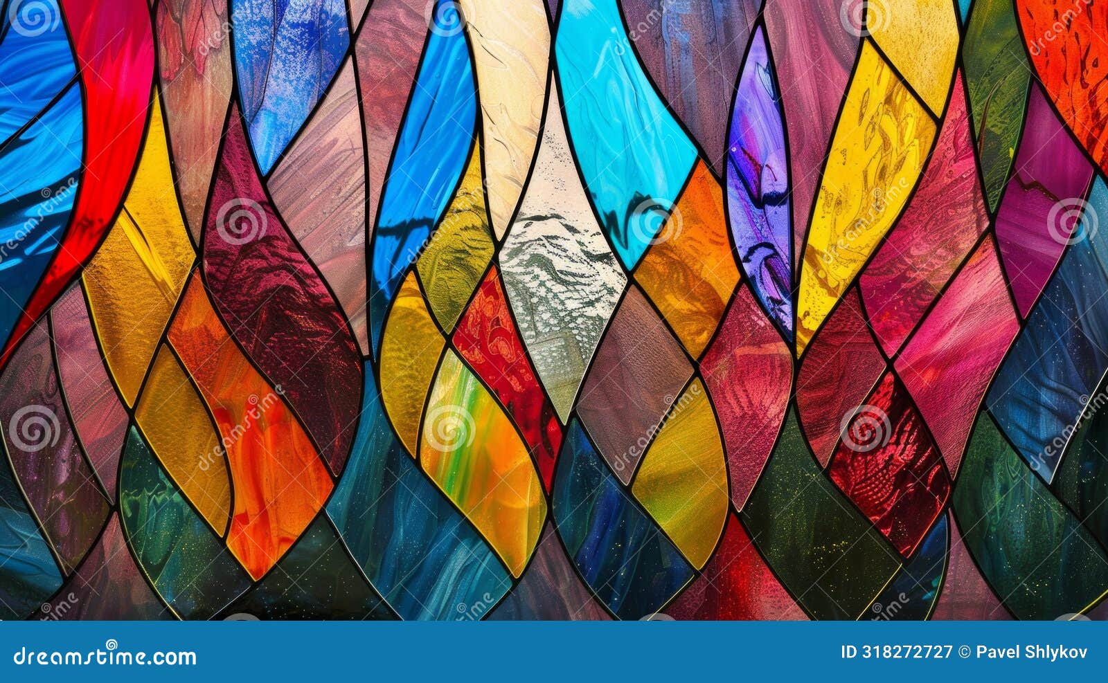 Image of a Multicolored Stained Glass Window with Irregular Random ...