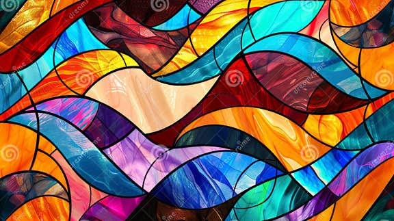 Image of a Multicolored Stained Glass Window with Irregular Random ...