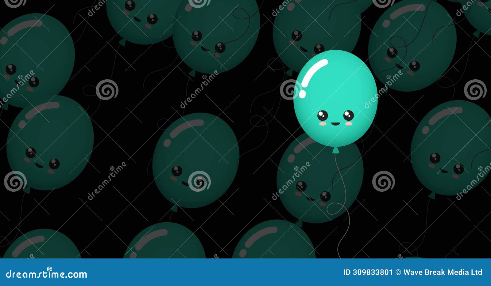Image of Multiple Blue Balloons on Black Background Stock Image - Image ...
