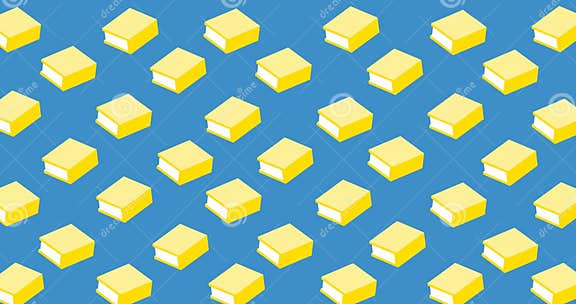 Image of Multiple Book Icon Moving in Seamless Pattern on Blue ...