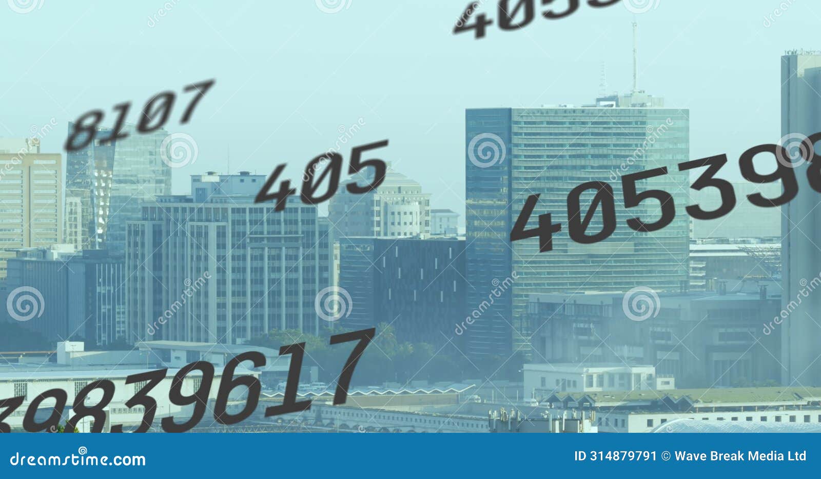 Image of Multiple Changing Numbers Against Aerial View of Cityscape ...