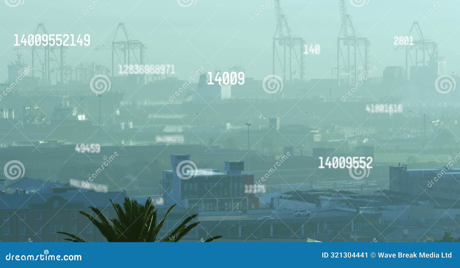 Image of Multiple Changing Numbers Against Aerial View of Cityscape ...
