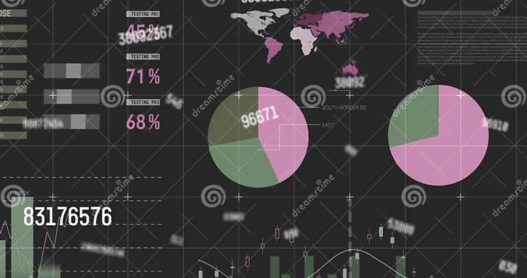 Image of Multiple Changing Numbers and Statistical Data Processing Against Grey Background Stock ...