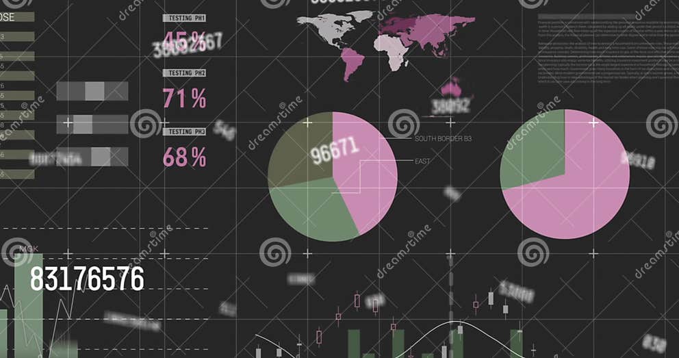 Image of Multiple Changing Numbers and Statistical Data Processing Against Grey Background Stock ...