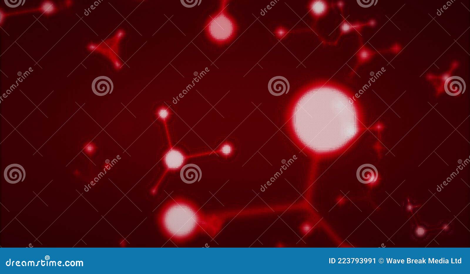 Image of Multiple 3d Glowing Red Molecules Moving and Spinning Stock ...