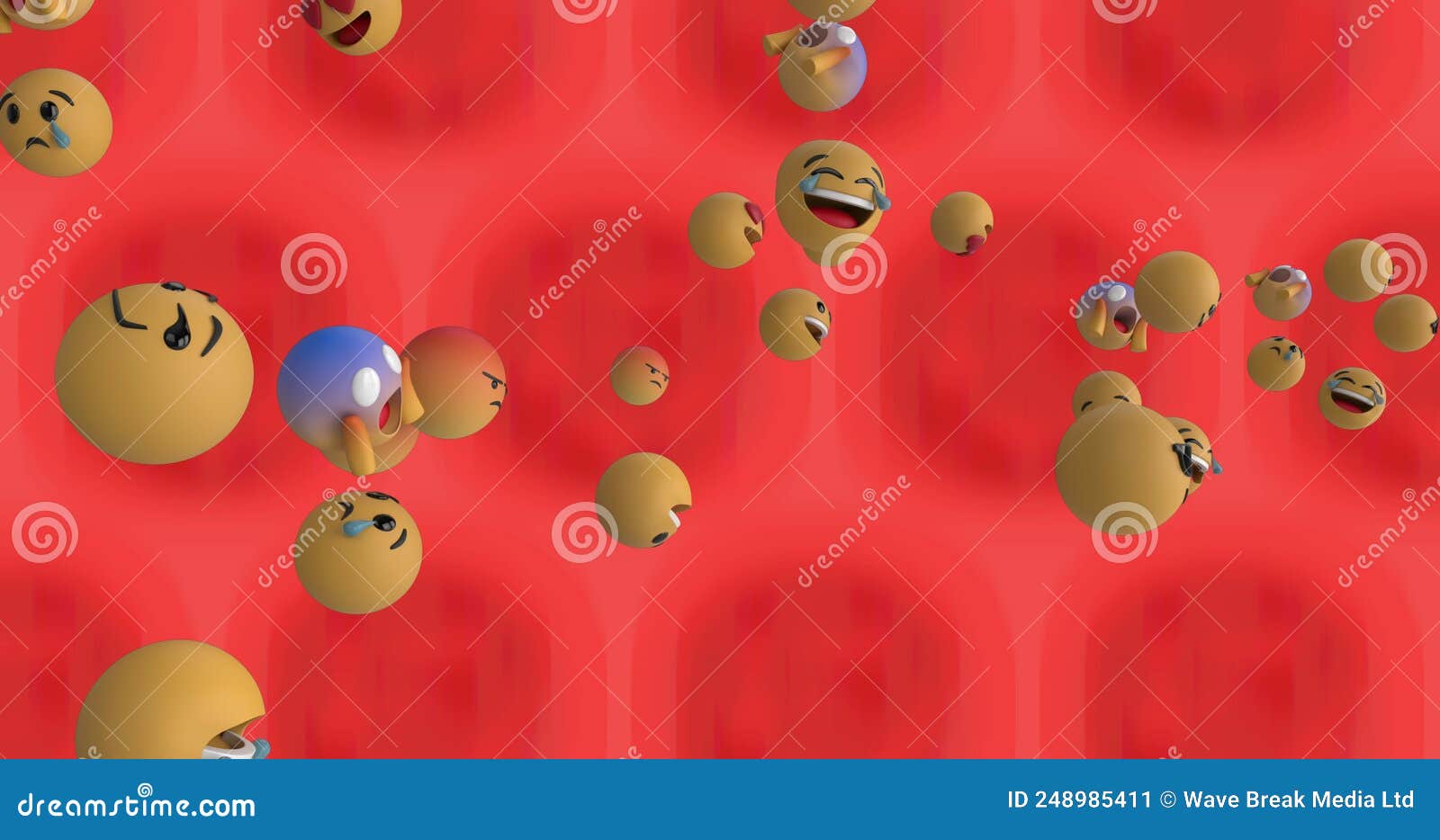 Image of Multiple Emojis Falling Over Red Background Stock Illustration ...