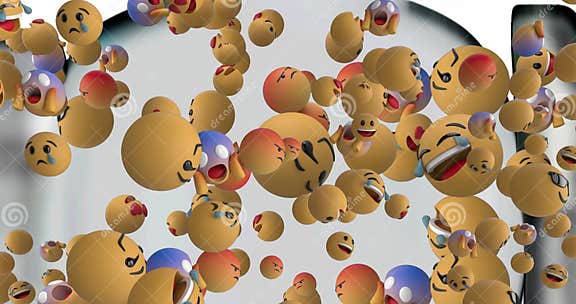 Image of Multiple Falling Emojis on Grey Background Stock Illustration ...