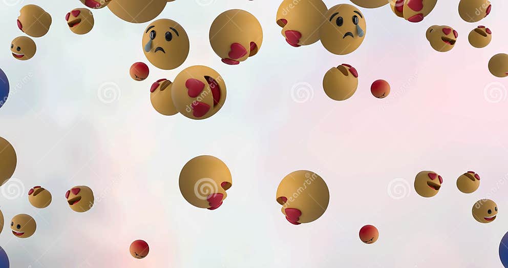 Image of Multiple Falling Emojis on Grey Background Stock Illustration - Illustration of digital ...