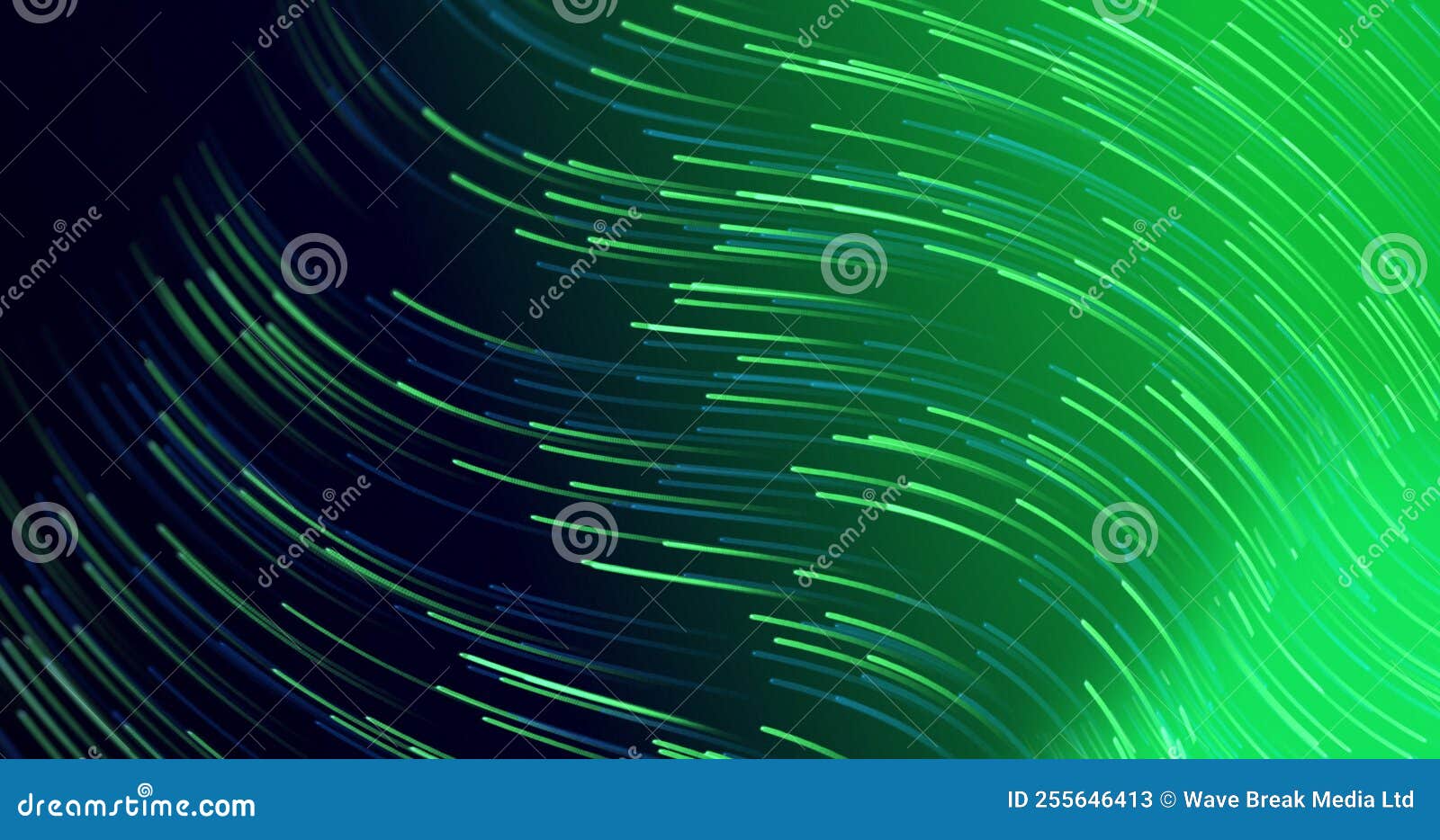 Image of Multiple Glowing Lights Trails Against Green Background Stock ...