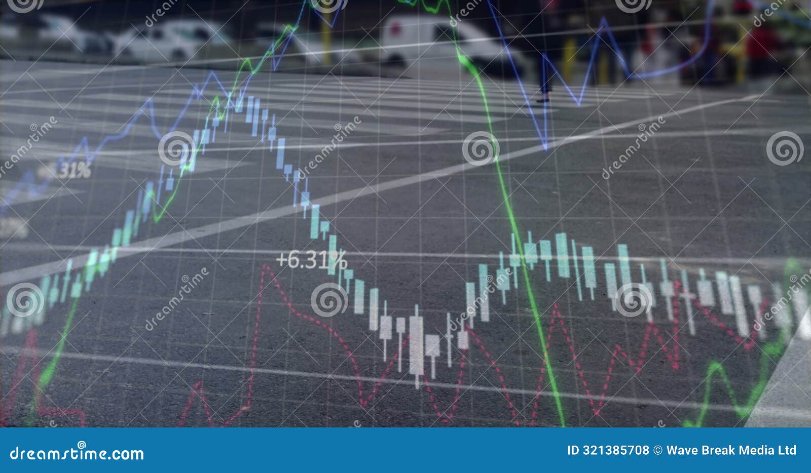 Image of Multiple Graph and Numbers Over Time-lapse of Low Section of ...