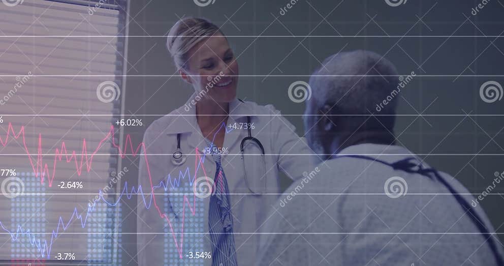 Image of Multiple Graphs with Changing Numbers, Diverse Female Doctor ...