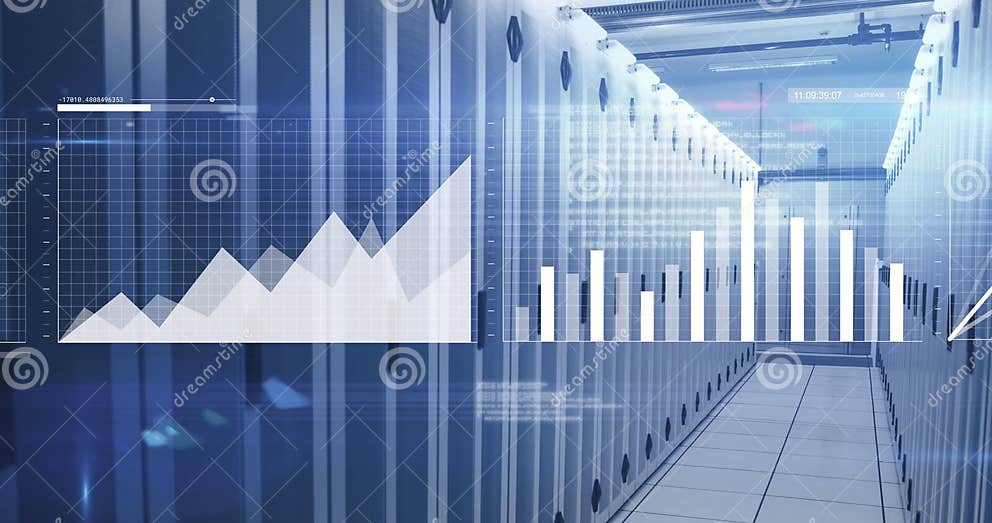 Image of Multiple Graphs and Computer Language Moving Over Data Server ...