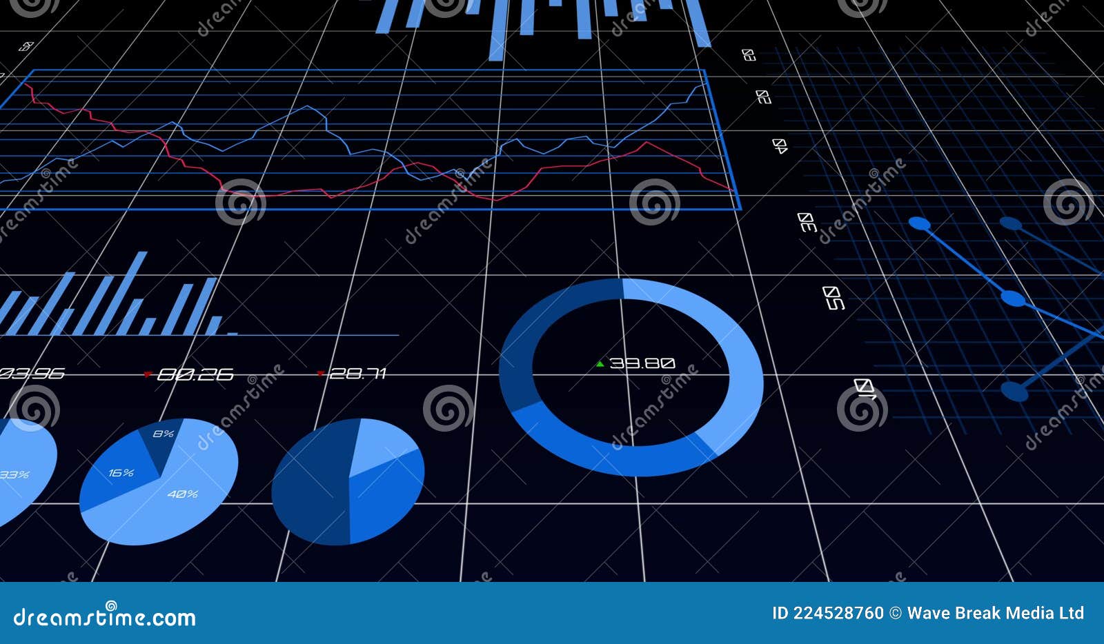 Image of Multiple Graphs on White Grid Stock Illustration ...