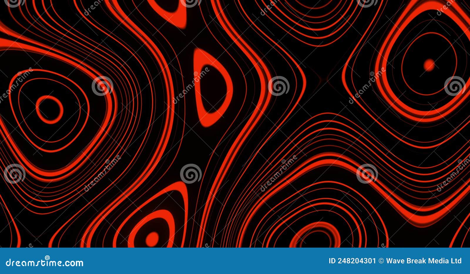 Image of Multiple Red Glowing Liquid Shapes Waving Swirling and Flowing ...