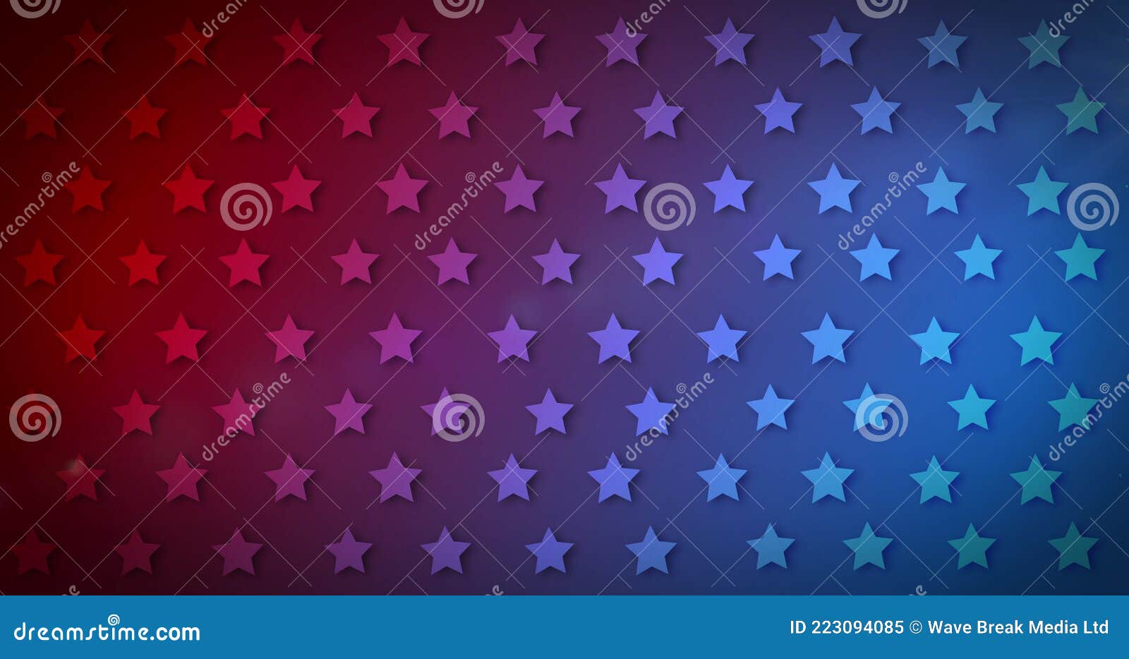 Image of Multiple Rows of Stars Pulsating Over Glowing Blue To Red ...