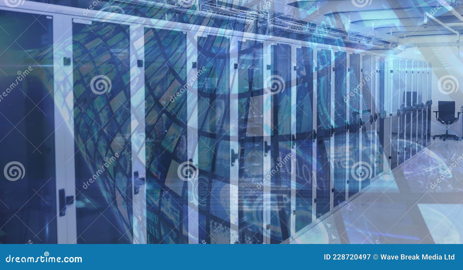 Image of Multiple Screens with Data and Information Over an Empty ...
