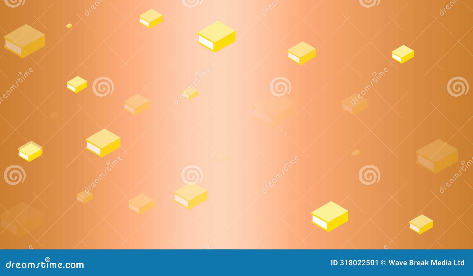 Image of Multiple Yellow Book Icons Against Copy Space on Orange ...