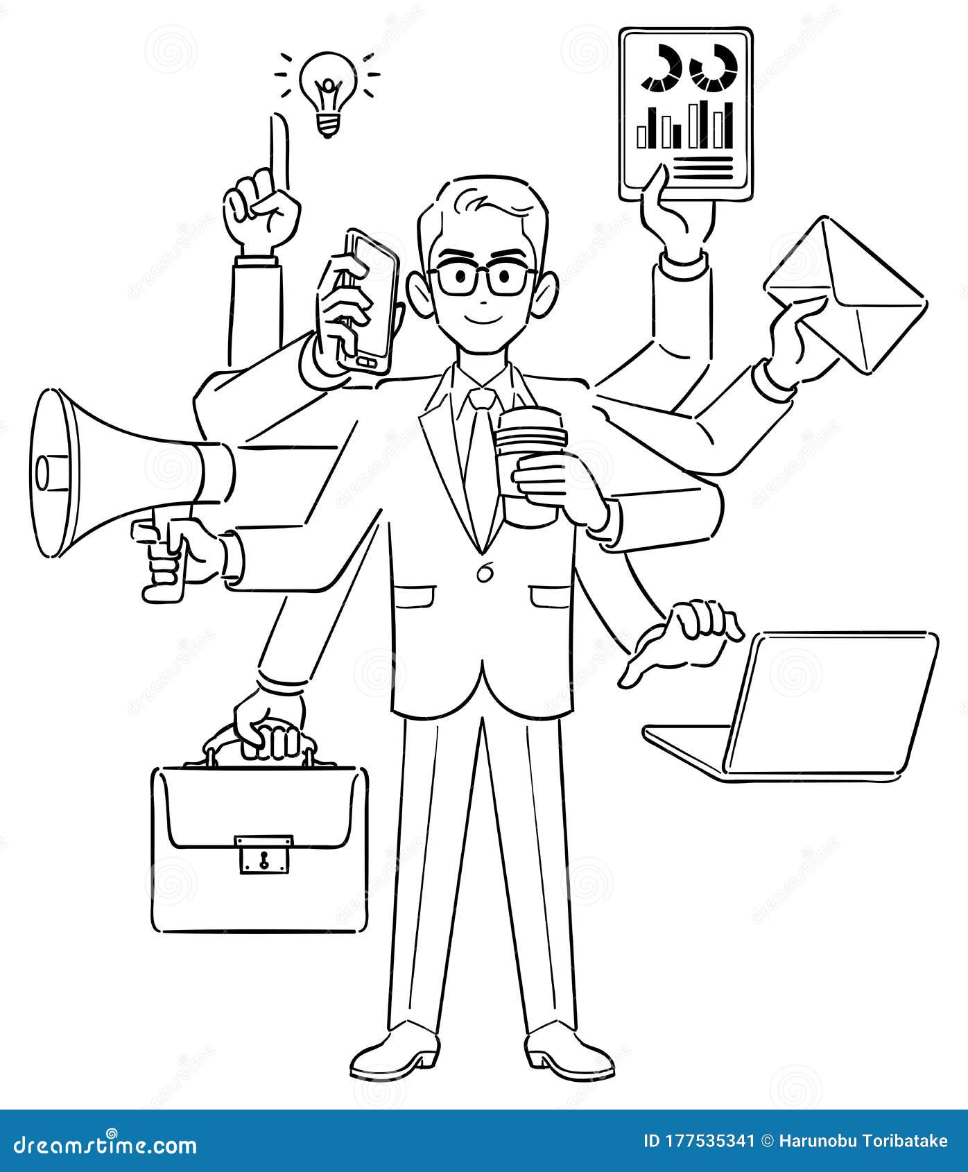 The Image of a Multitasking Businessman Stock Vector - Illustration of ...