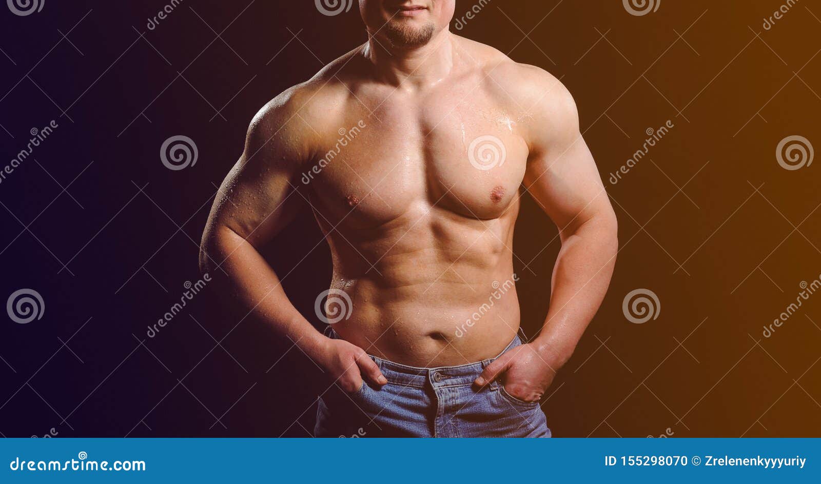 Image of Muscle Man Posing in Studio Stock Photo - Image of healthy ...