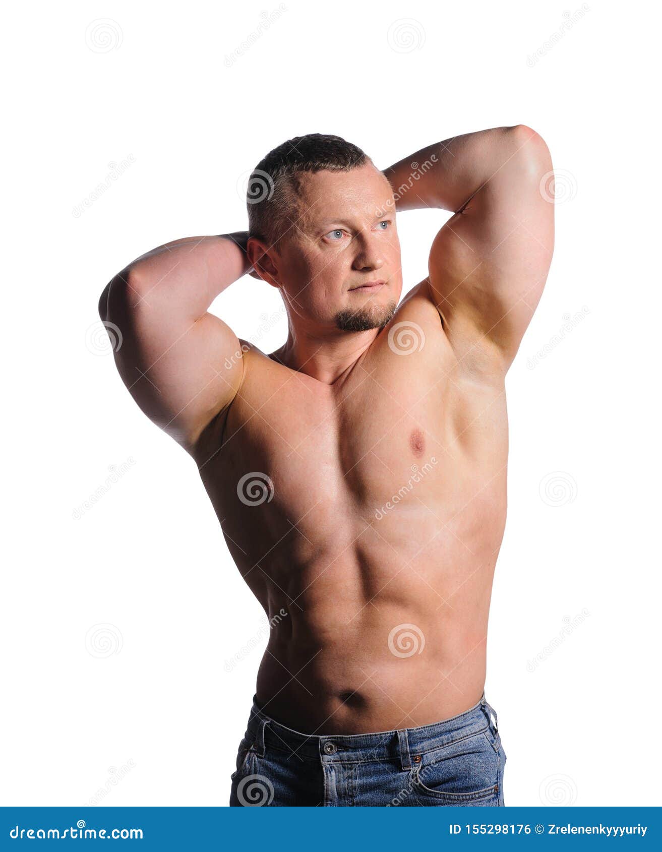 Image of Muscle Man Posing in Studio Stock Photo - Image of hand ...