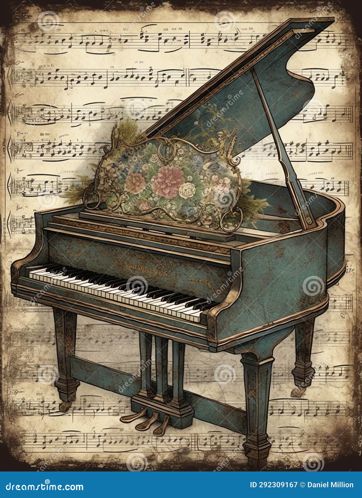 Music Old Paper, Vintage Digital Paper Stock Illustration ...