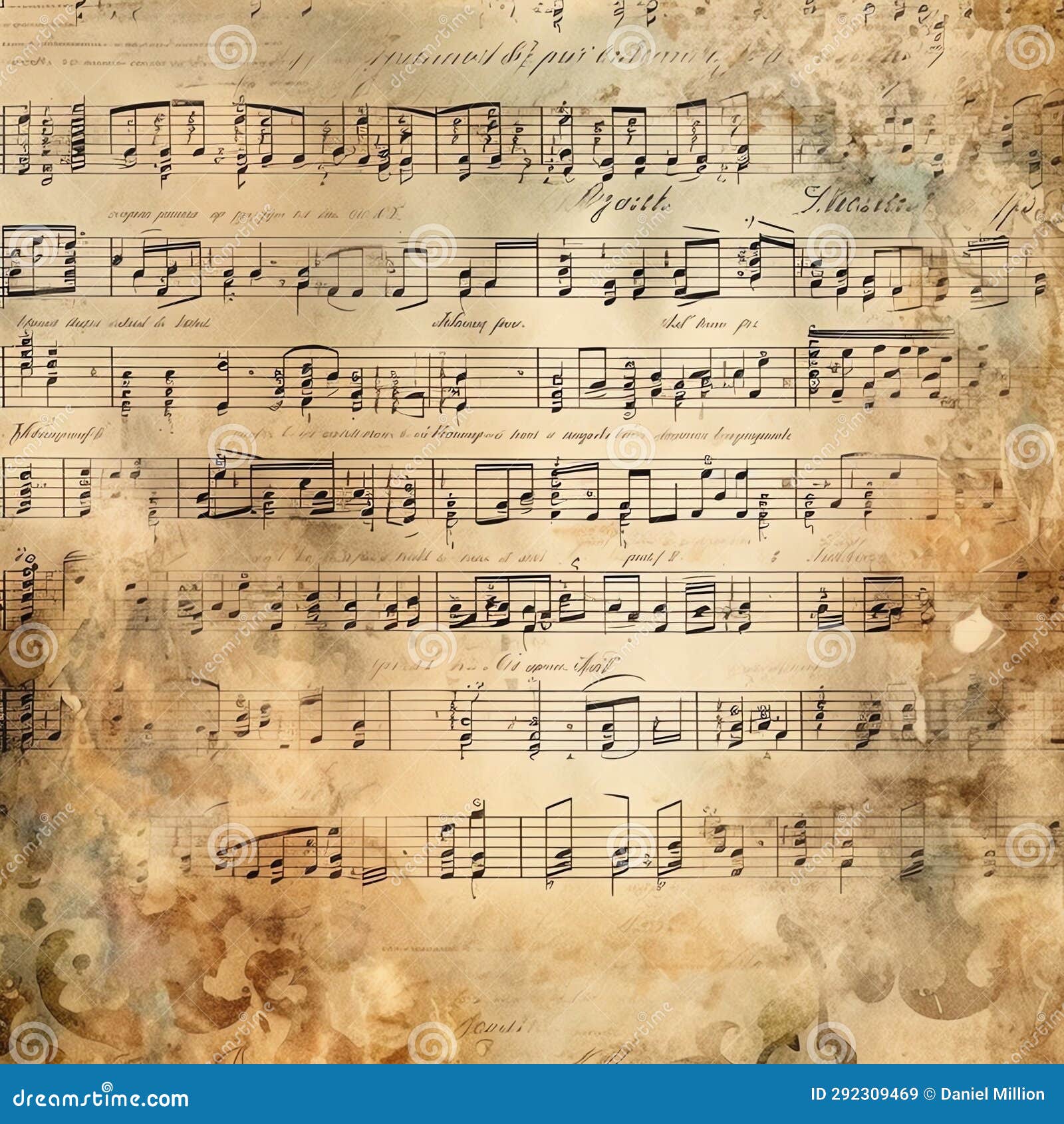 Music Old Paper, Vintage Digital Paper Stock Illustration ...