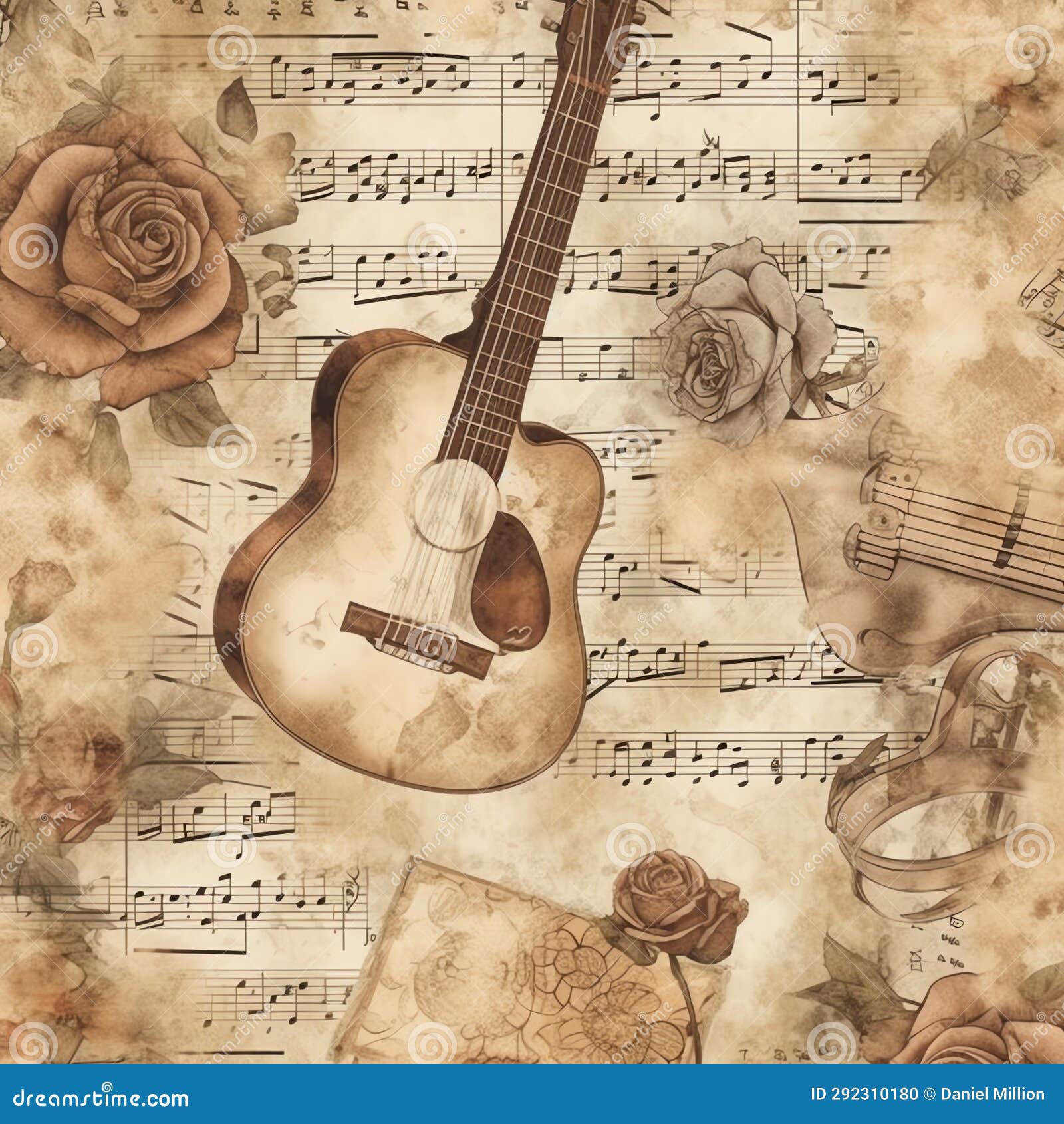 Music Old Paper, Vintage Digital Paper Stock Illustration ...