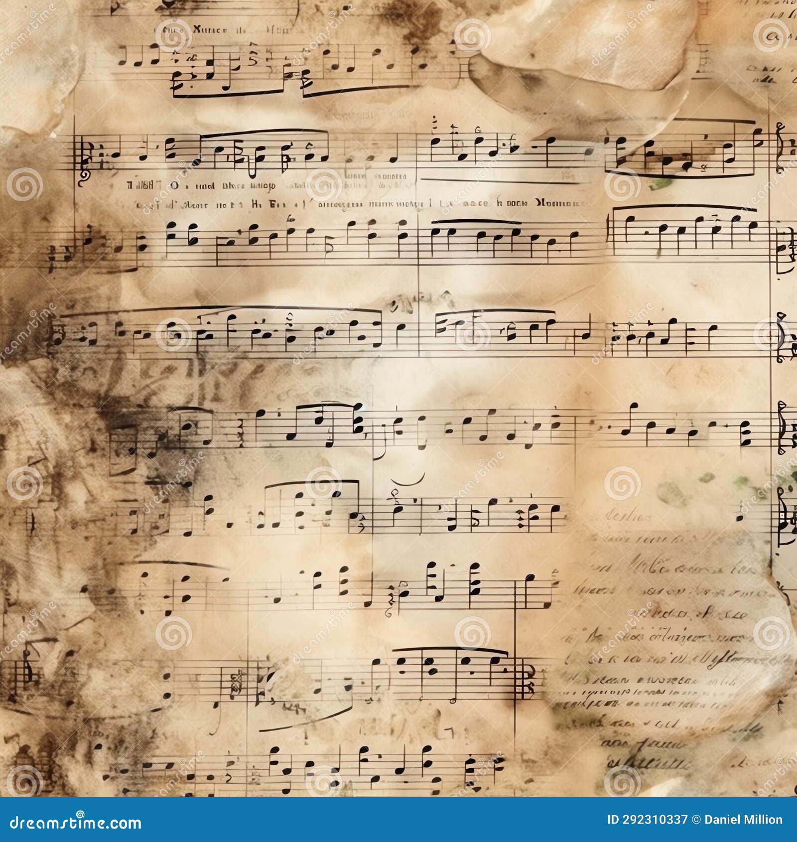 Music Old Paper, Vintage Digital Paper Stock Illustration ...