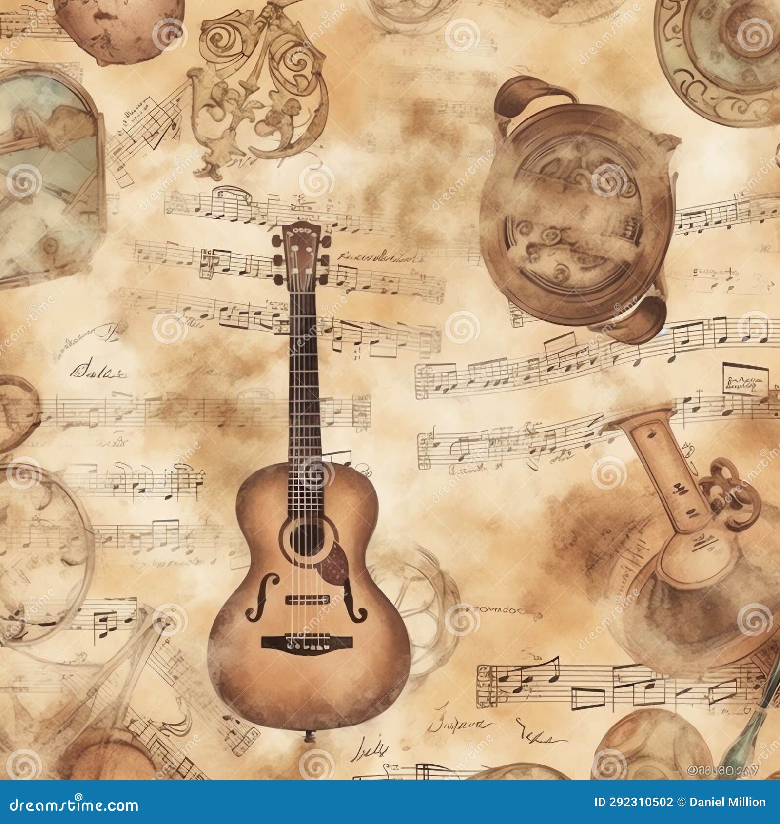 Music Old Paper, Vintage Digital Paper Stock Illustration ...