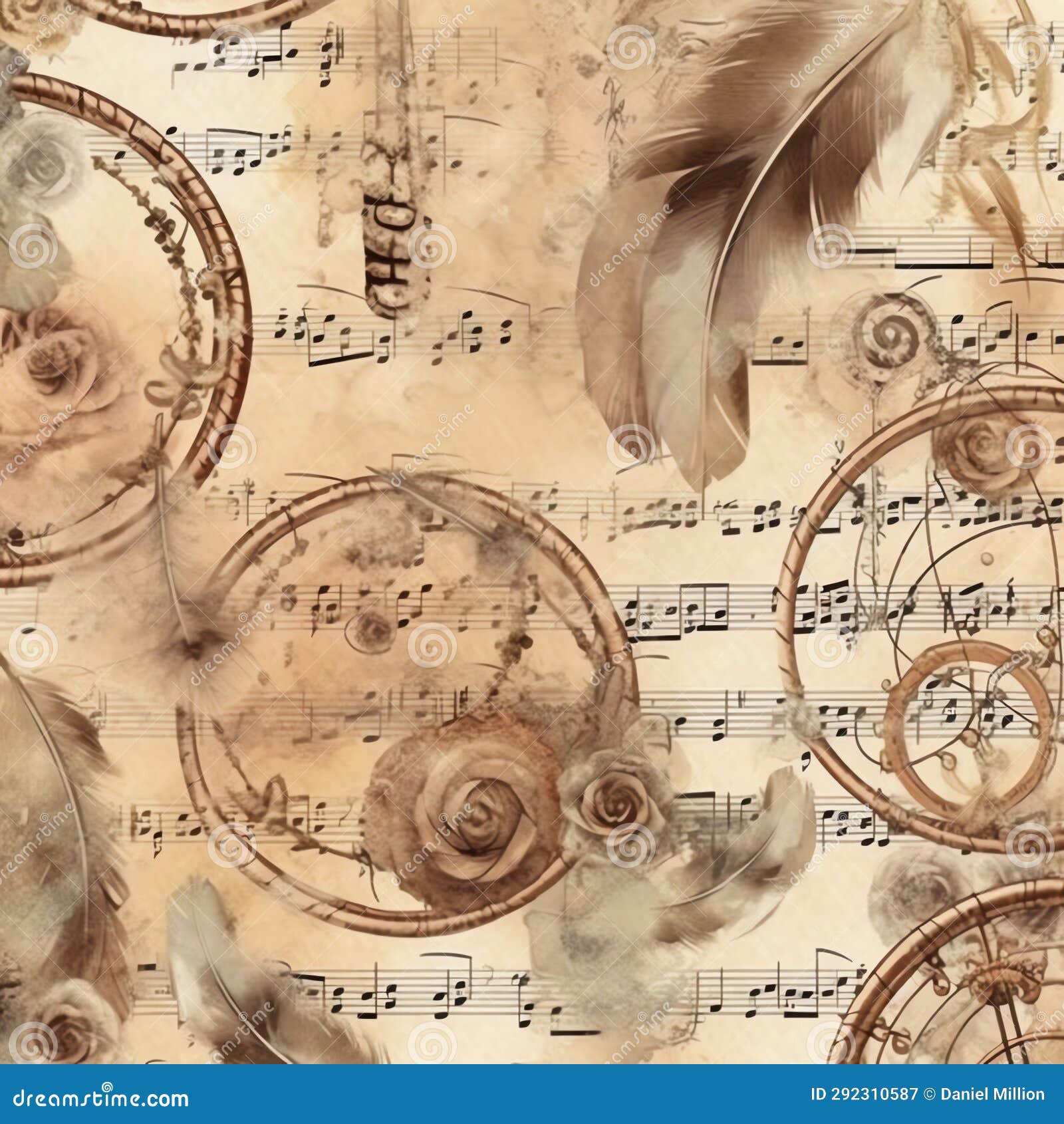 Music Old Paper, Vintage Digital Paper Stock Illustration ...