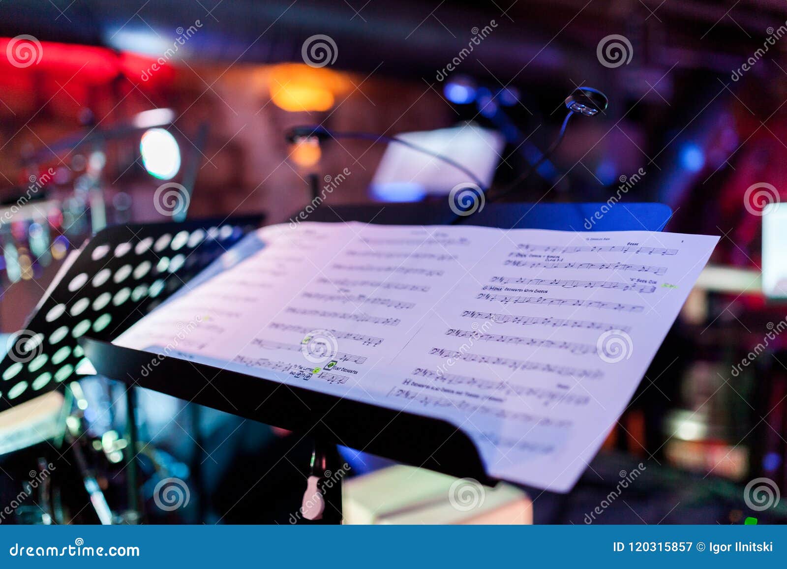 The Image of the Music Stand after the Concert. Stock Image - Image of ...