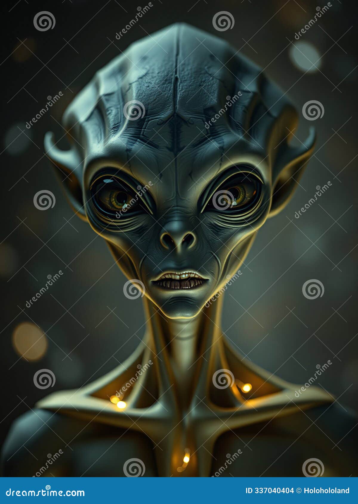 Image of a Mysterious Gray-skinned Alien Portrait with a Blurred ...