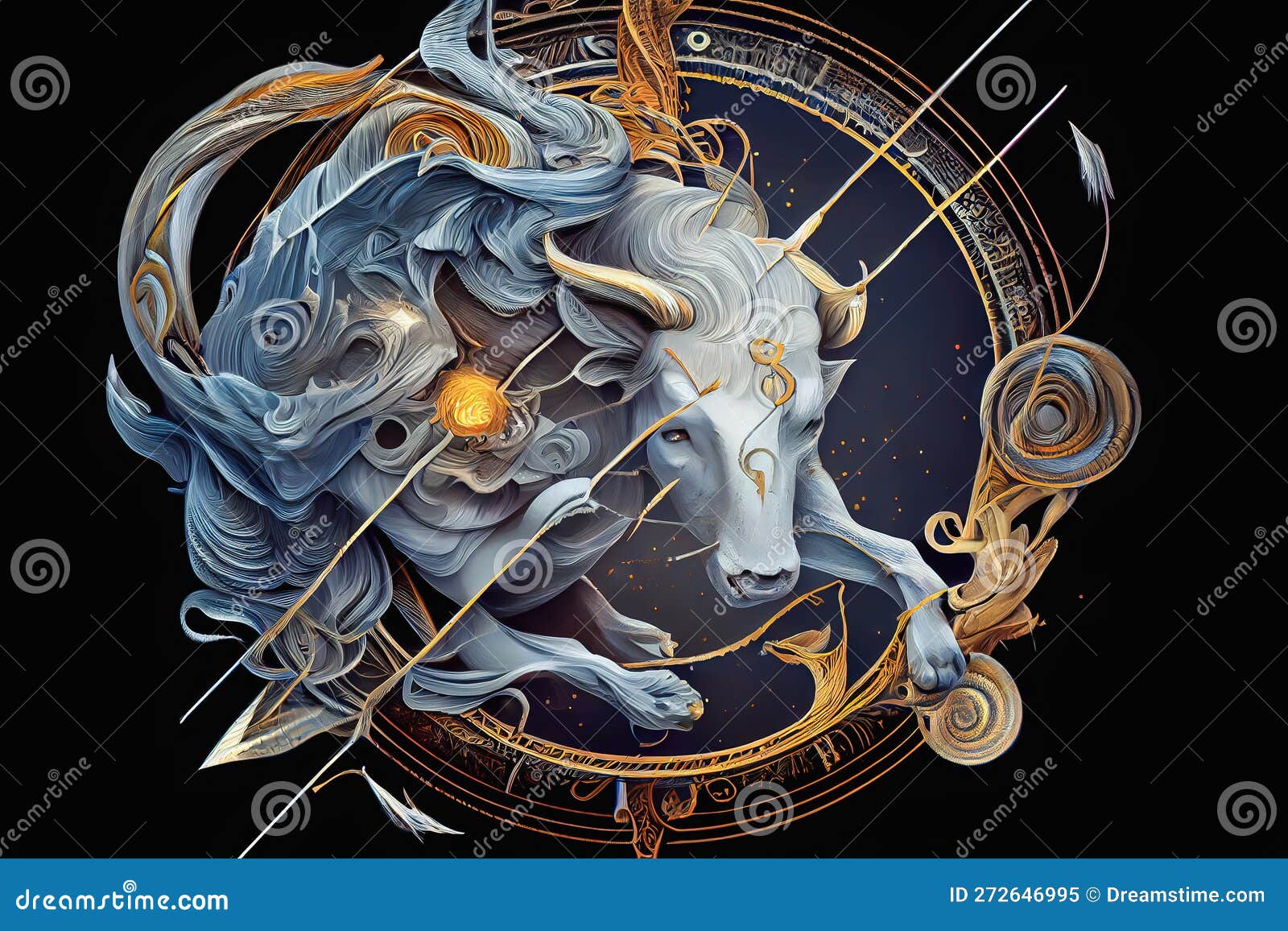The Image of the Mythical Creature Musk Ox. Astrology, Space, Universe ...