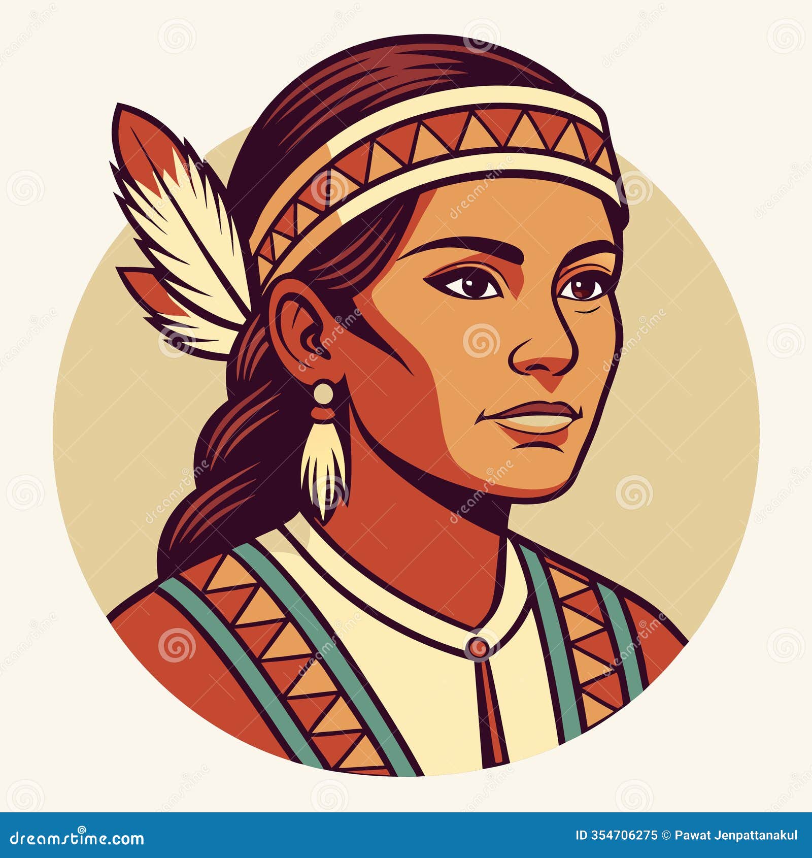 Image of a Native American Woman Stock Illustration - Illustration of ...