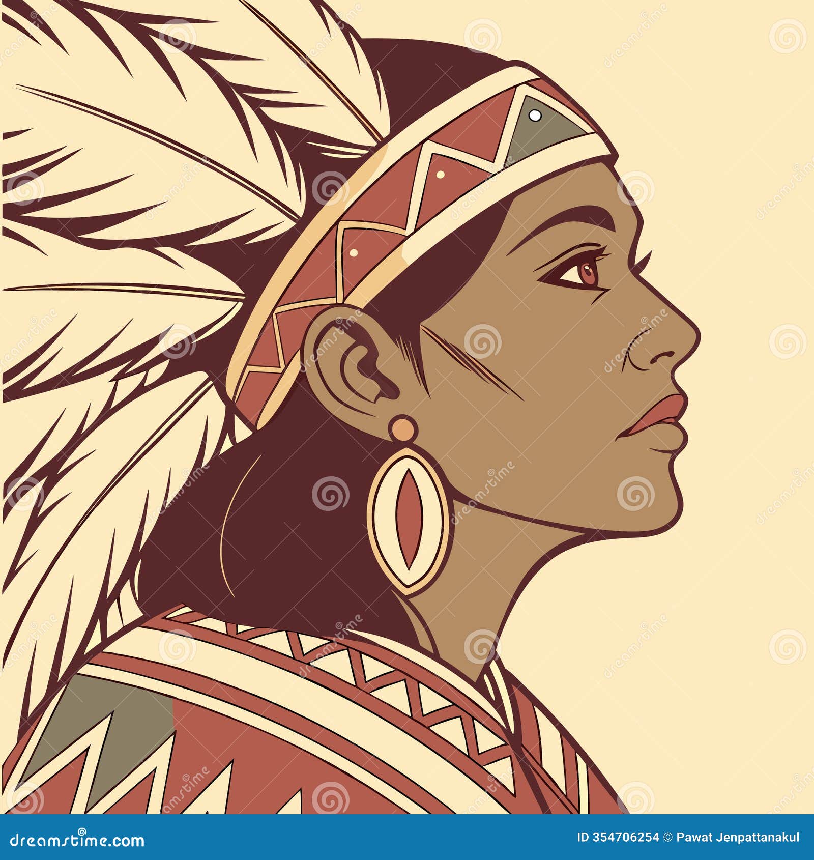Image of a Native American Woman Stock Illustration - Illustration of ...