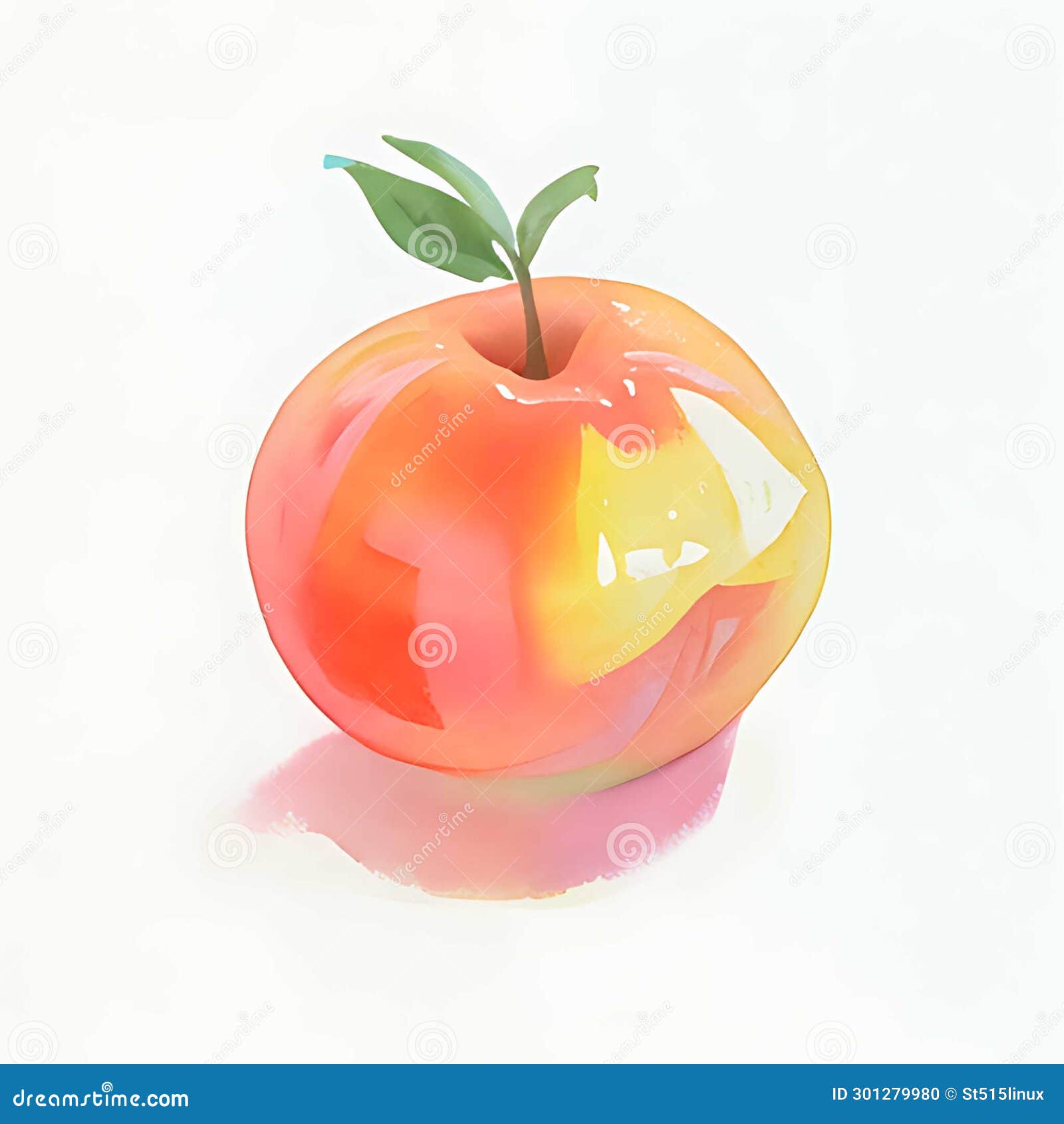 Watercolor Nectarine stock photo. Illustration of nectarine - 301279980