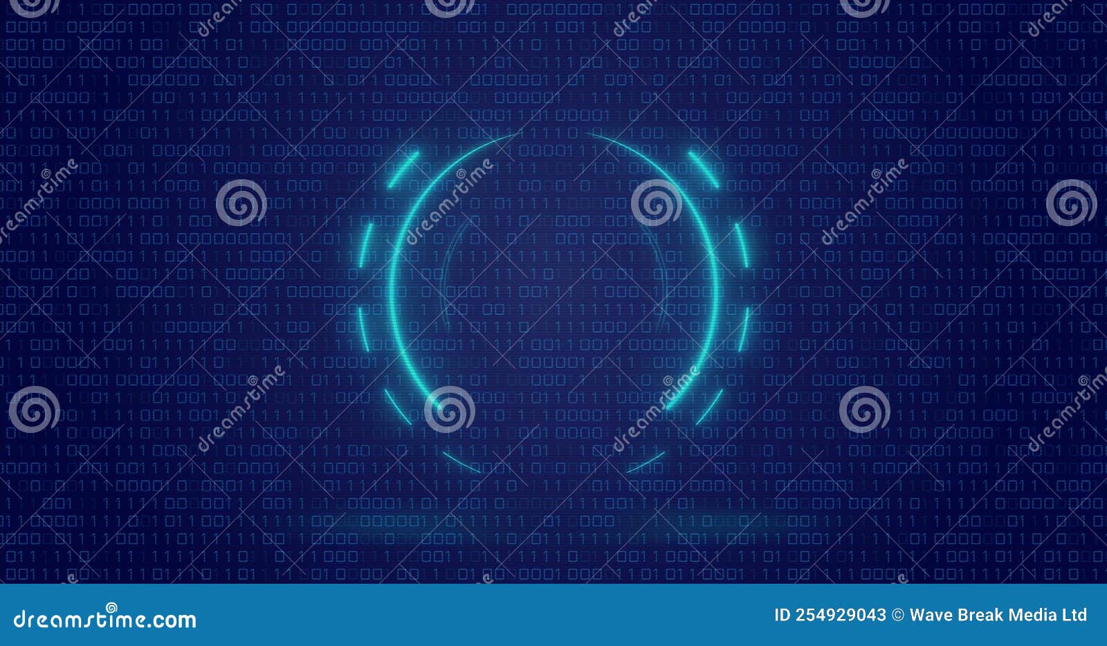 Image of Neon Circle Over Digital Screen with Binary Code Stock Illustration - Illustration of ...