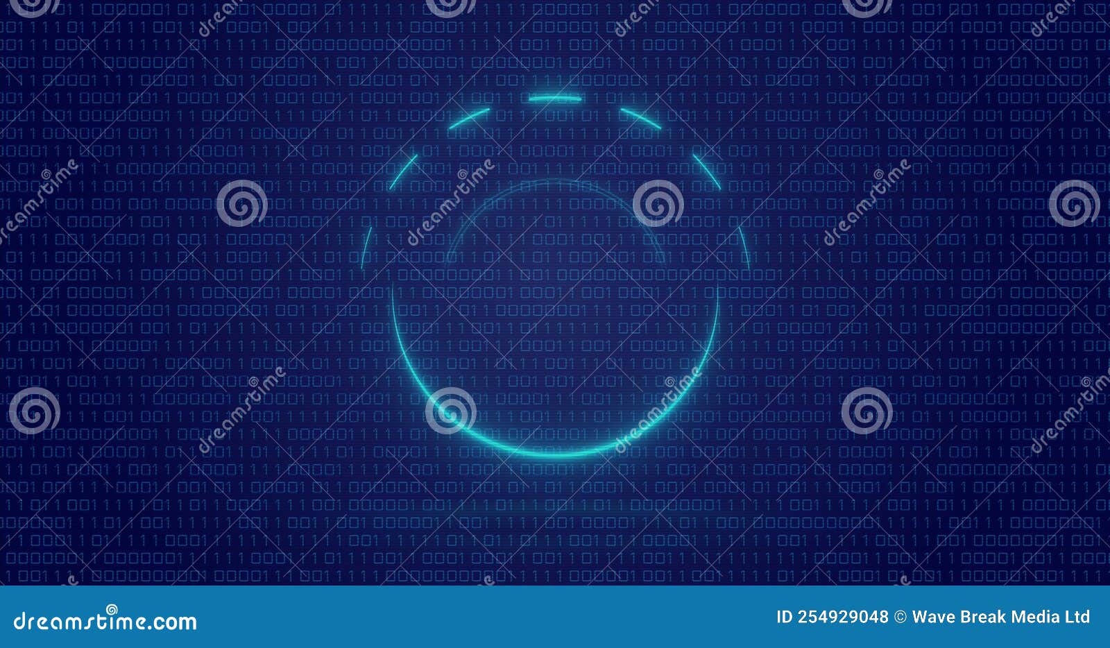 Image of Neon Circle Over Digital Screen with Binary Code Stock Illustration - Illustration of ...