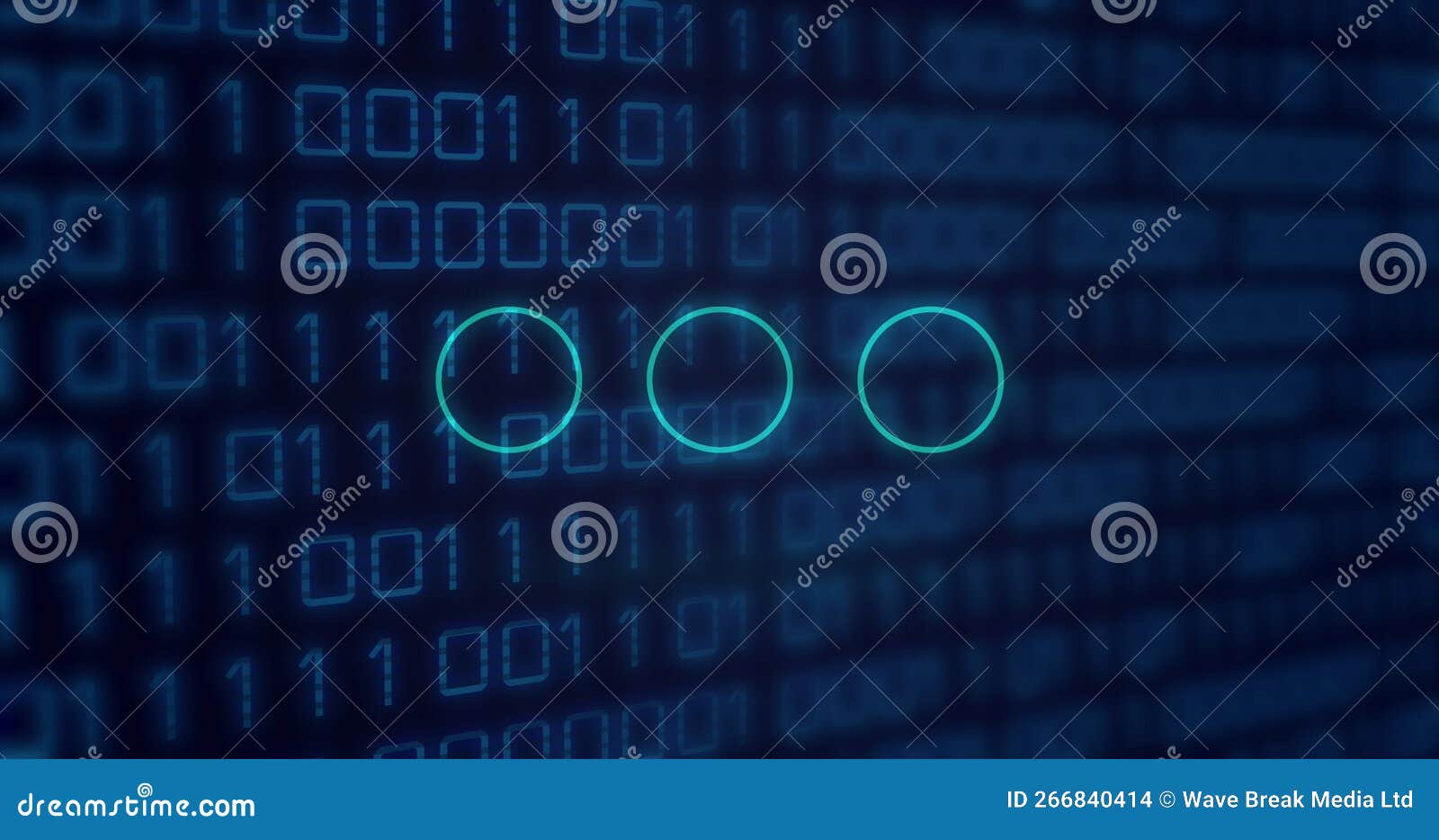 Image of Neon Circles Over Binary Code on Digital Screen Stock Photo ...