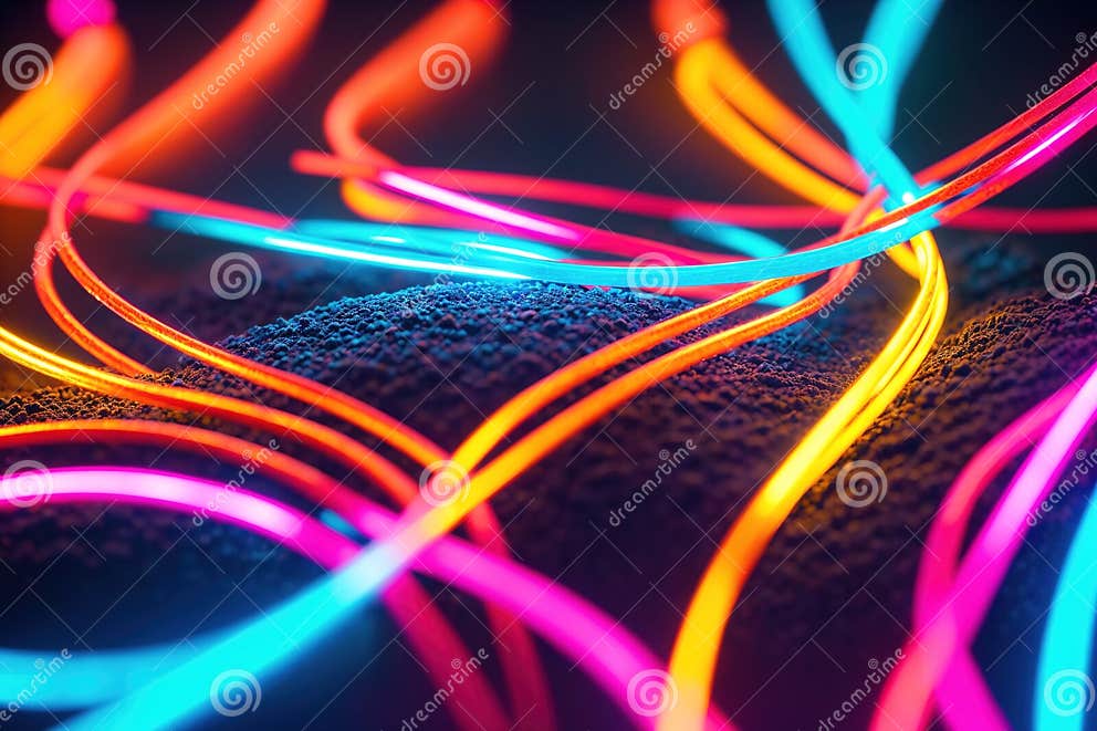 A Neon-colored Wire with a Glowing Effect. Stock Illustration ...