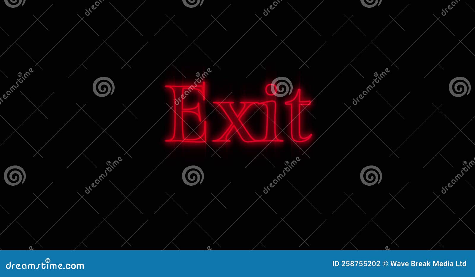 Image of Neon Exit on Black Background Stock Illustration ...